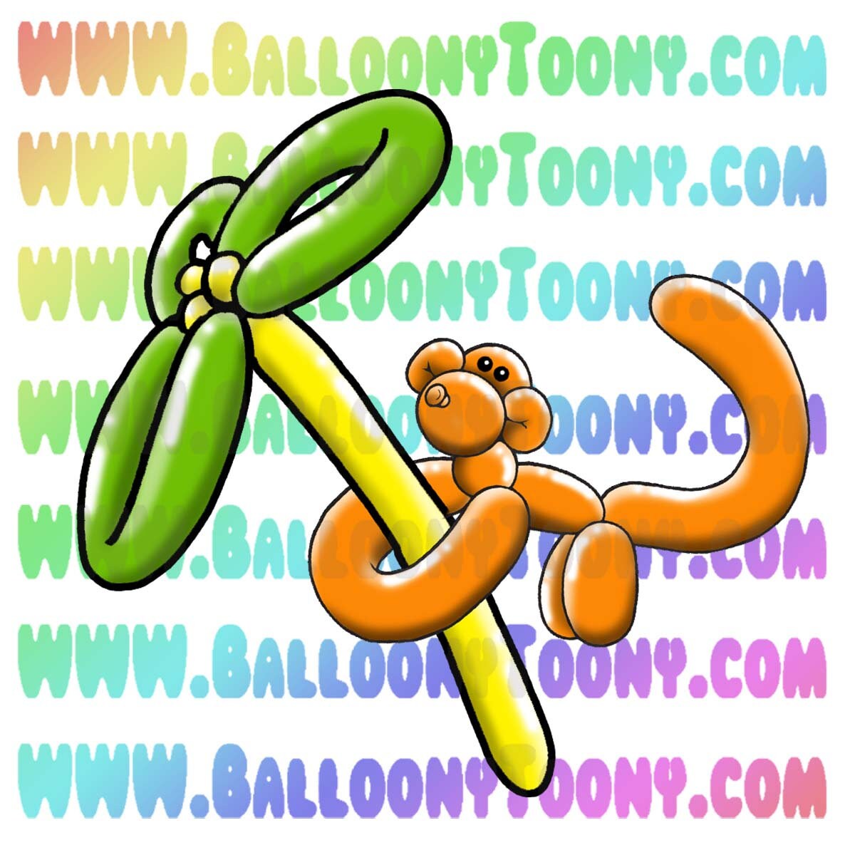 Fast Monkey (2versions) Balloon Animal Image - Balloon Menu Clipart - Etsy