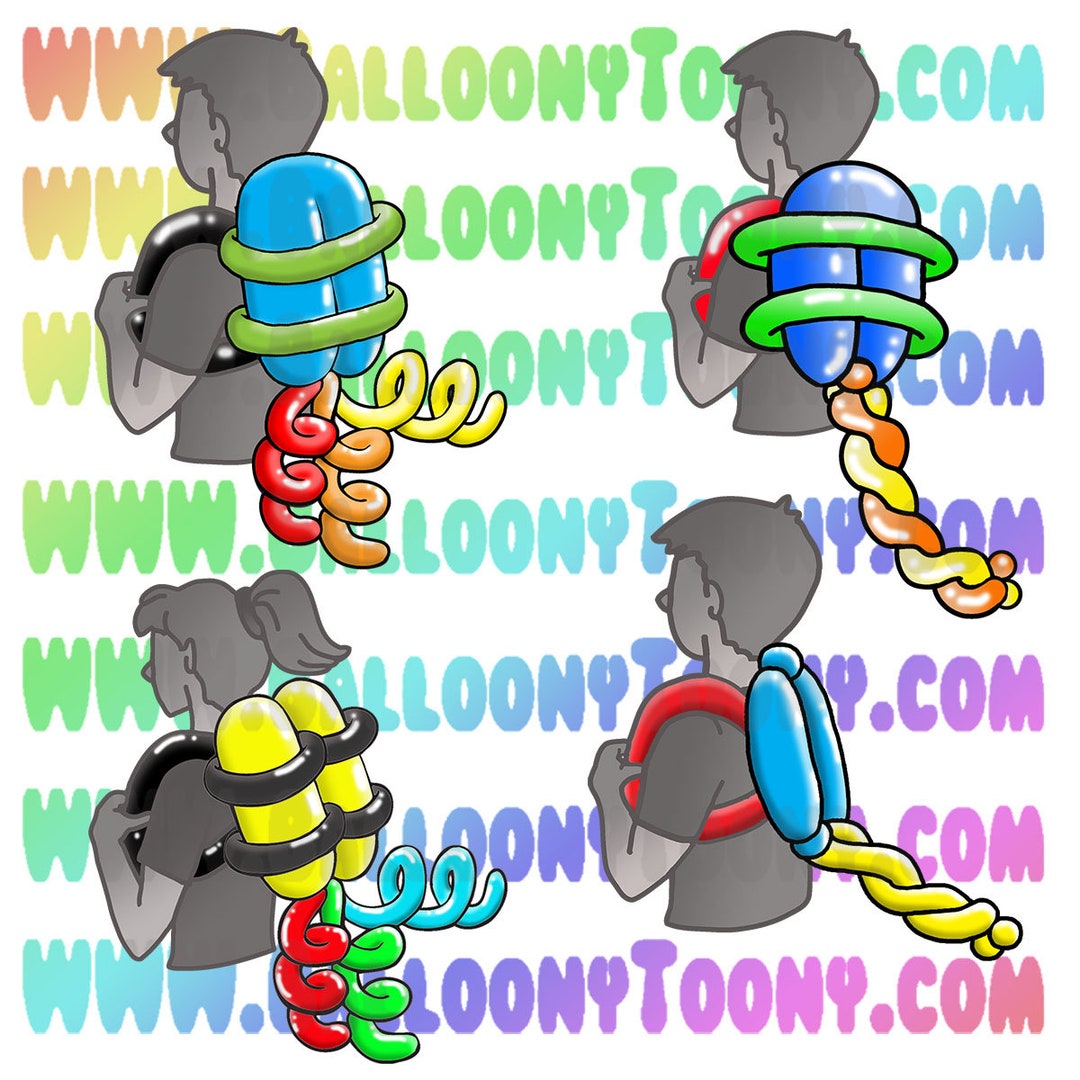 Jet Pack Backpack Variety Pack Balloon Animal 12 Image Bundle - Balloon ...