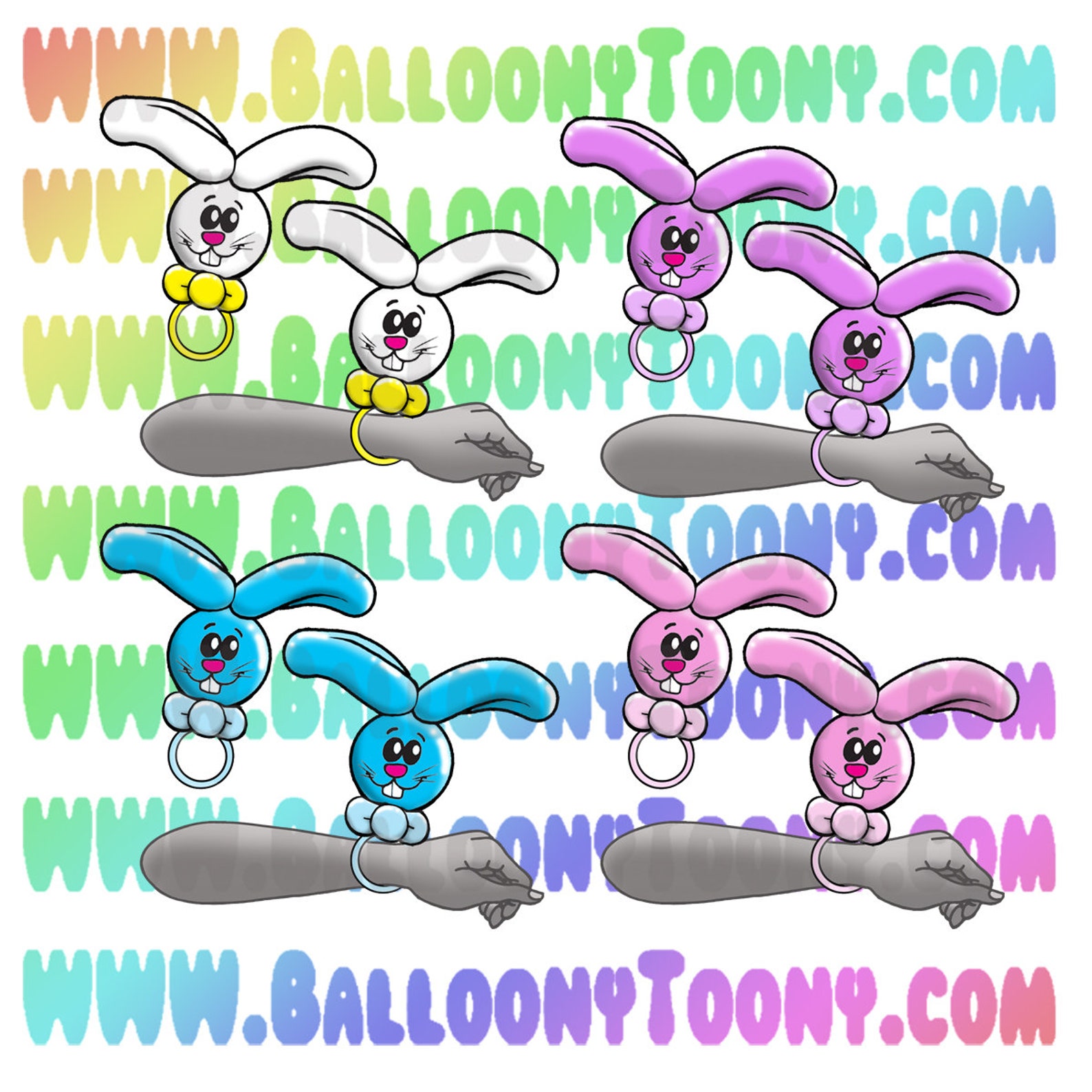 Bunny Variety Balloon Animal 35 Image BUNDLE -balloon Clipart ...
