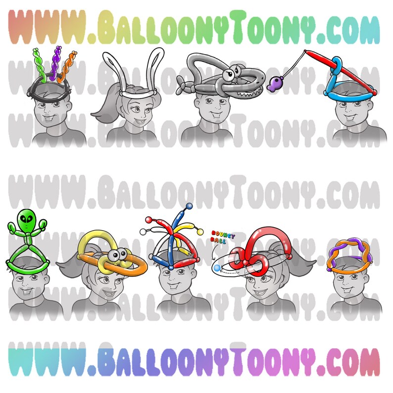 Festival Wearable Cool Hats Balloon Animal Menu 11 Images BUNDLE ...