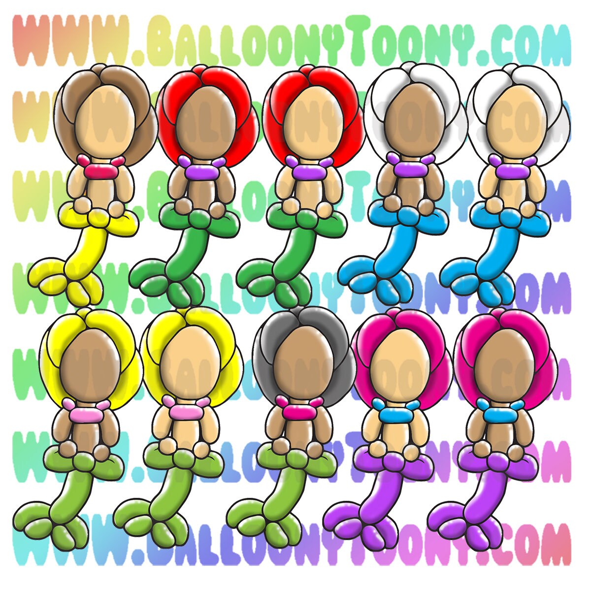 New Mermaid Balloon Animal 30 Image BUNDLE - Balloon Menu Clipart ...