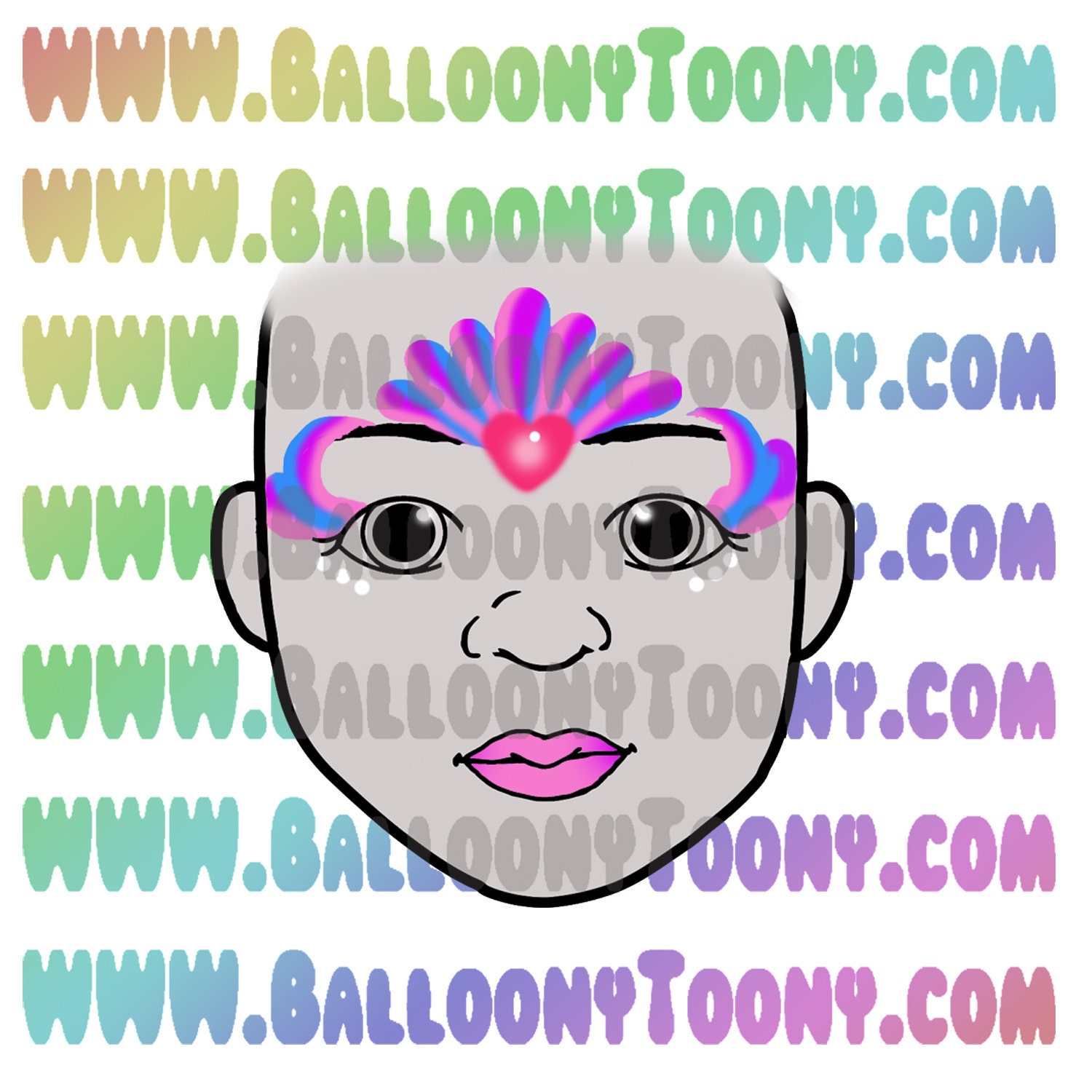 FACE PAINT MENU Design - Flower Princess Face Paint 5 Images Bundle ...
