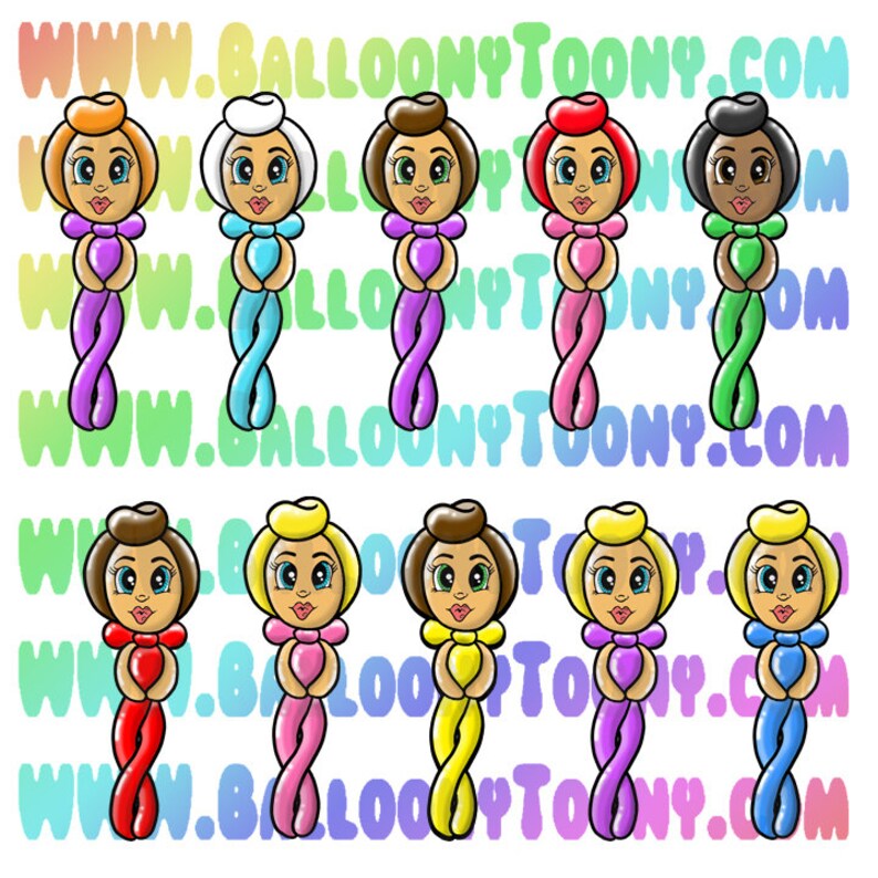 Princess Doll Wand Balloon Animal 21 Image BUNDLE Plus Bonus Wands ...