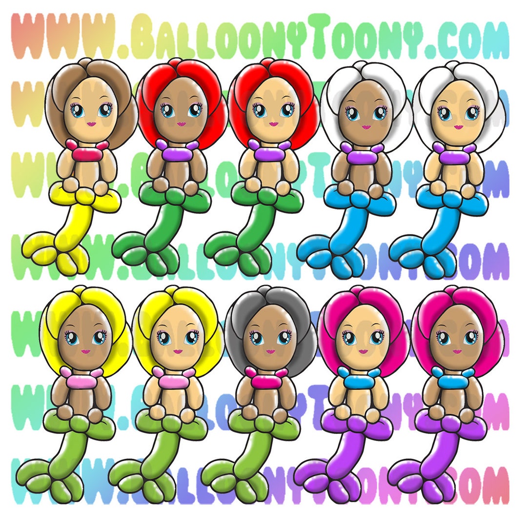 New Mermaid Balloon Animal 30 Image BUNDLE - Balloon Menu Clipart ...