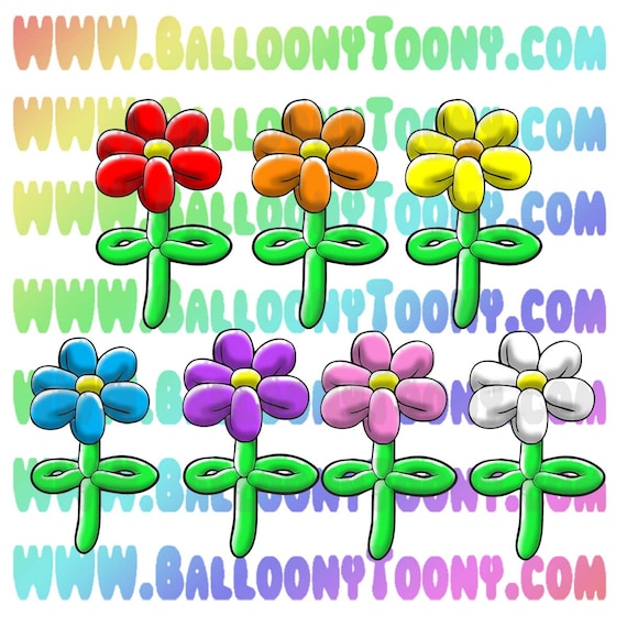 Flower Balloon Animal 15 Image BUNDLE Balloon Menu Clipart | Etsy