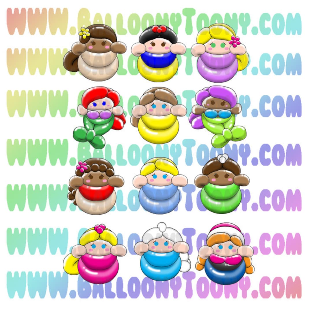 Chibi Princess Balloon Animal 17 Images BUNDLE - Balloon Menu Clipart ...