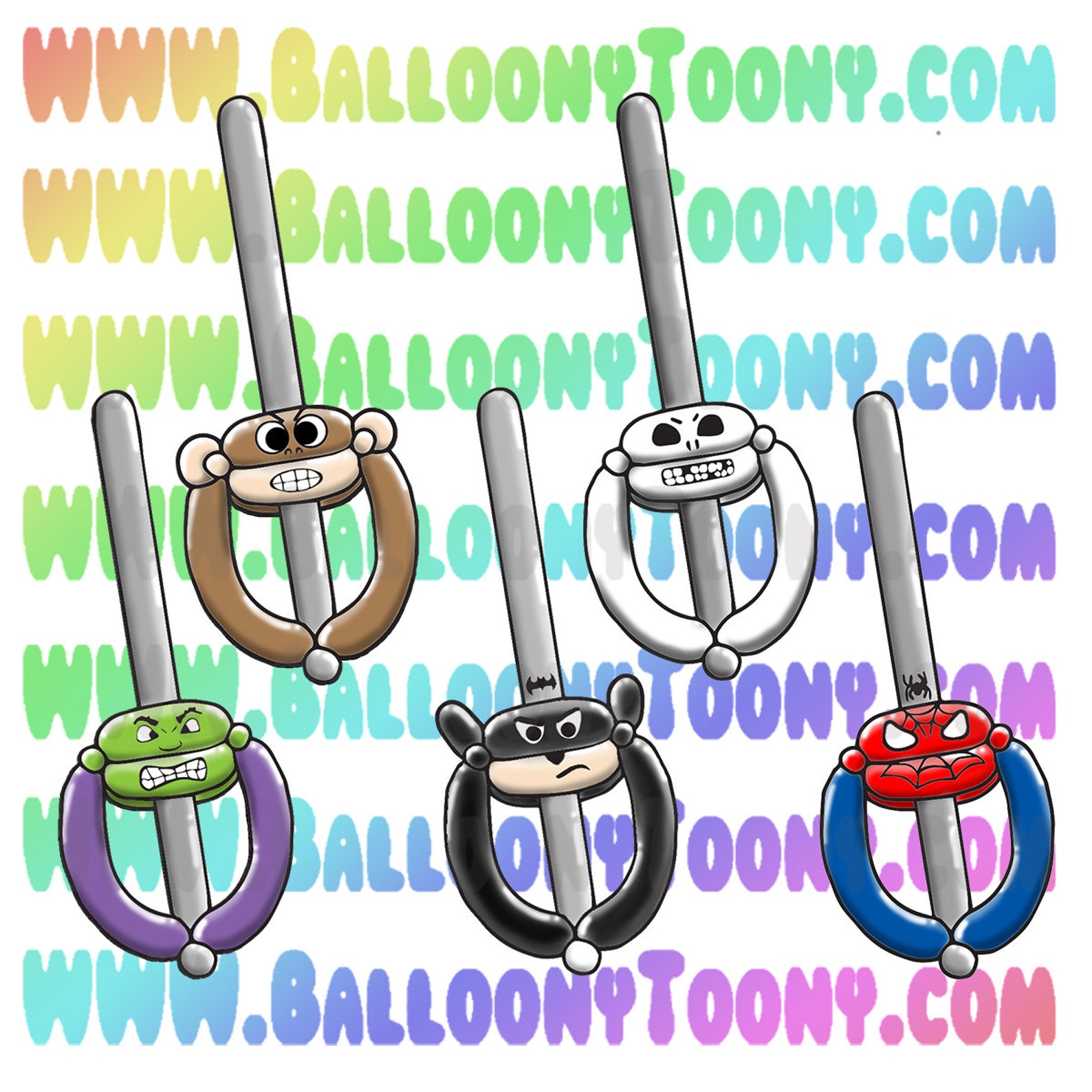 Fun Character Swords Balloon Animal 9 Images BUNDLE - Balloon Animal ...