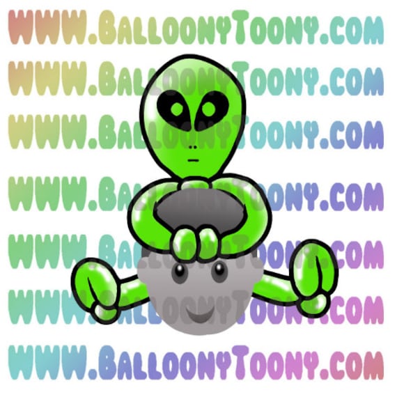 Alien Hitchhiker Hat Balloon Animal Image Balloon Menu - Etsy