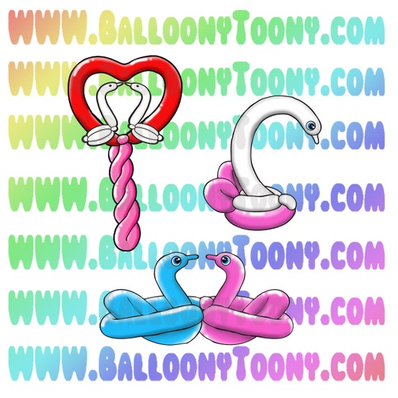 Swans and Swan Love Wand Balloon Animal 15 Images BUNDLE - Etsy