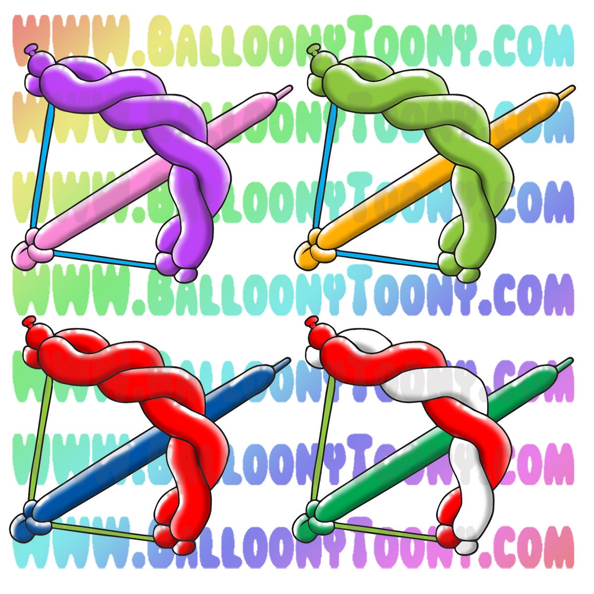 Bow and Arrow Balloon Animal 8 Image BUNDLE - Balloon Menu Clipart ...