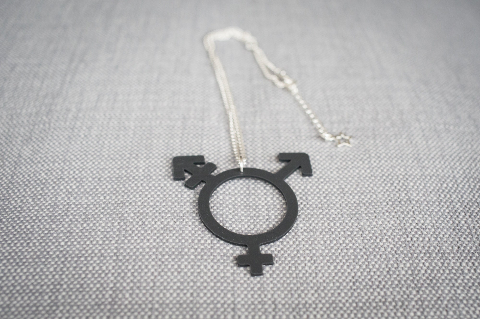 White or Black Transgender Trans Symbol Soft Silicone Necklace | Etsy