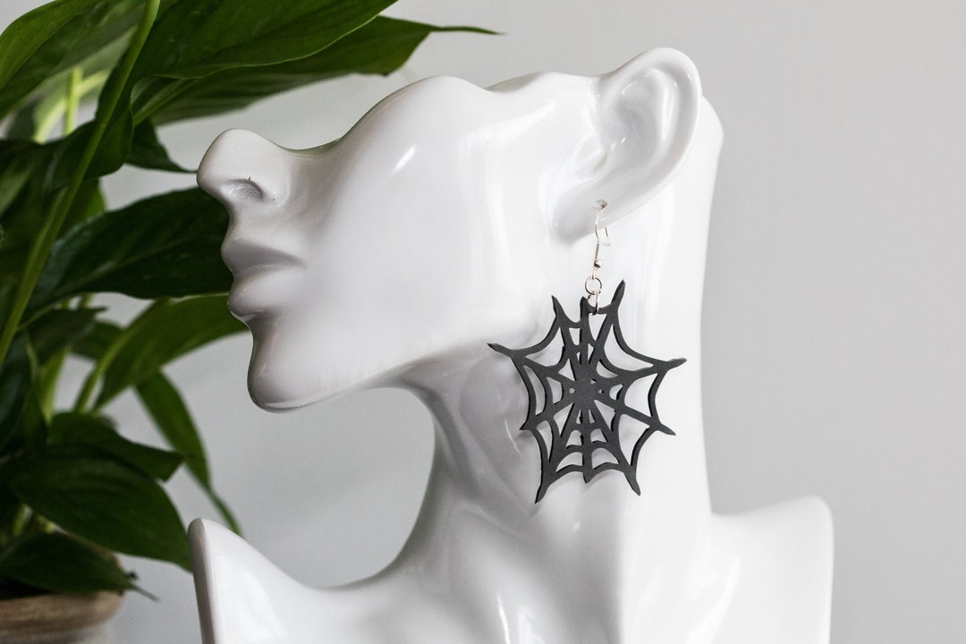 Delicate Silicone Spider Web / Cobweb Spooky Halloween Earrings : Vegan ...