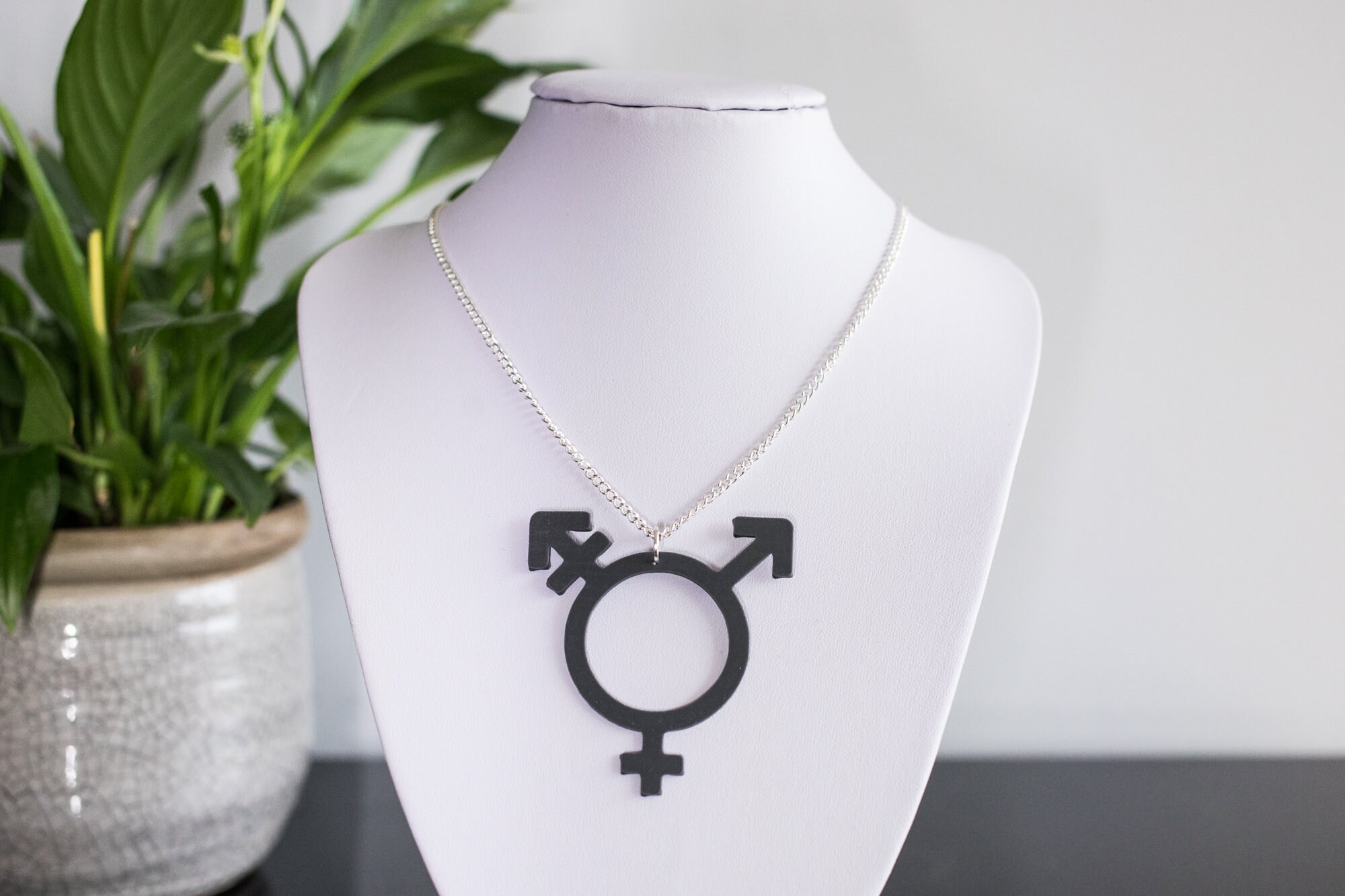 White or Black Transgender Trans Symbol Soft Silicone Necklace | Etsy