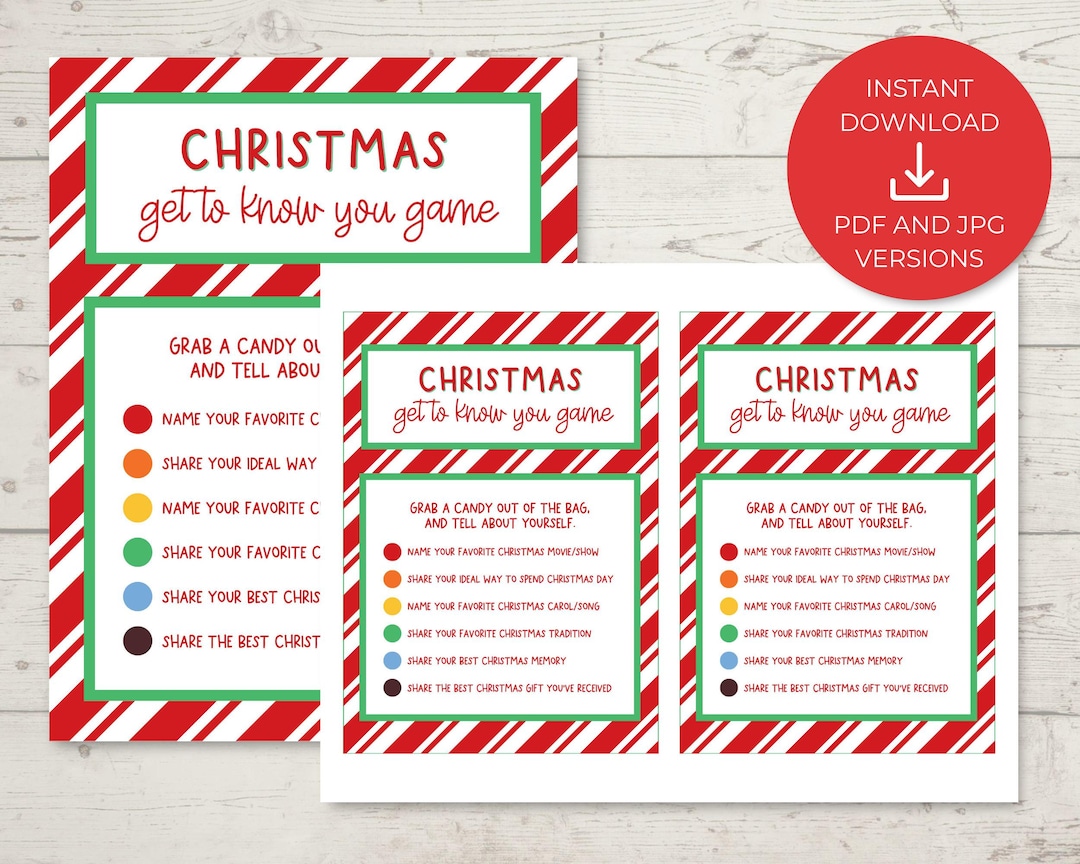 Instant Download, Printable Christmas Icebreaker Candy Game, Family ...