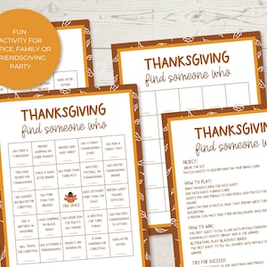 Instant Download, Printable Thanksgiving Find Someone Who Game, Find ...