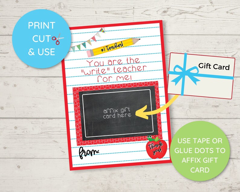 Printable Teacher Appreciation Gift Card Holder, Back to School ...