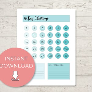 Minimalist, Instant Download, Printable 30-day Challenge Tracker ...