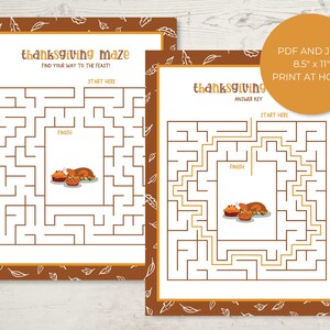 Instant Download, Printable Thanksgiving Dinner Maze, Kids Table ...