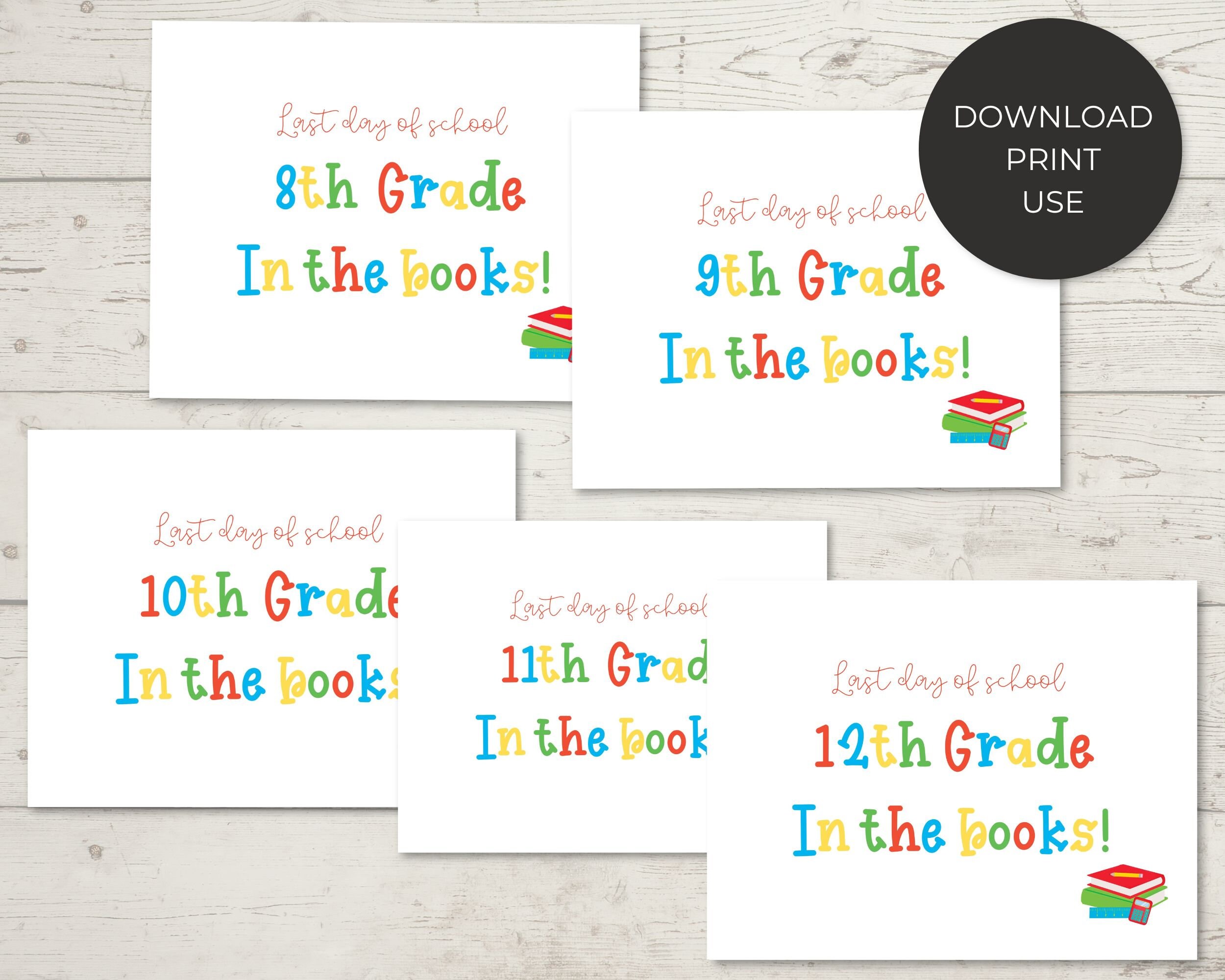 Instant Download, Digital, Last Day of School Printable Photo Signs ...