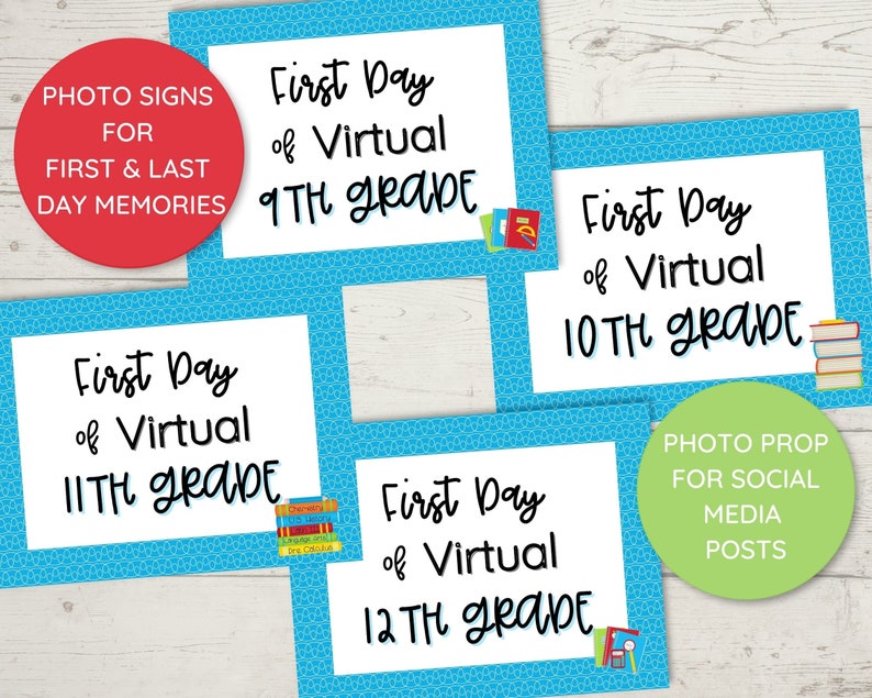 Instant Download, First Day & Last Day of Virtual School Printable ...