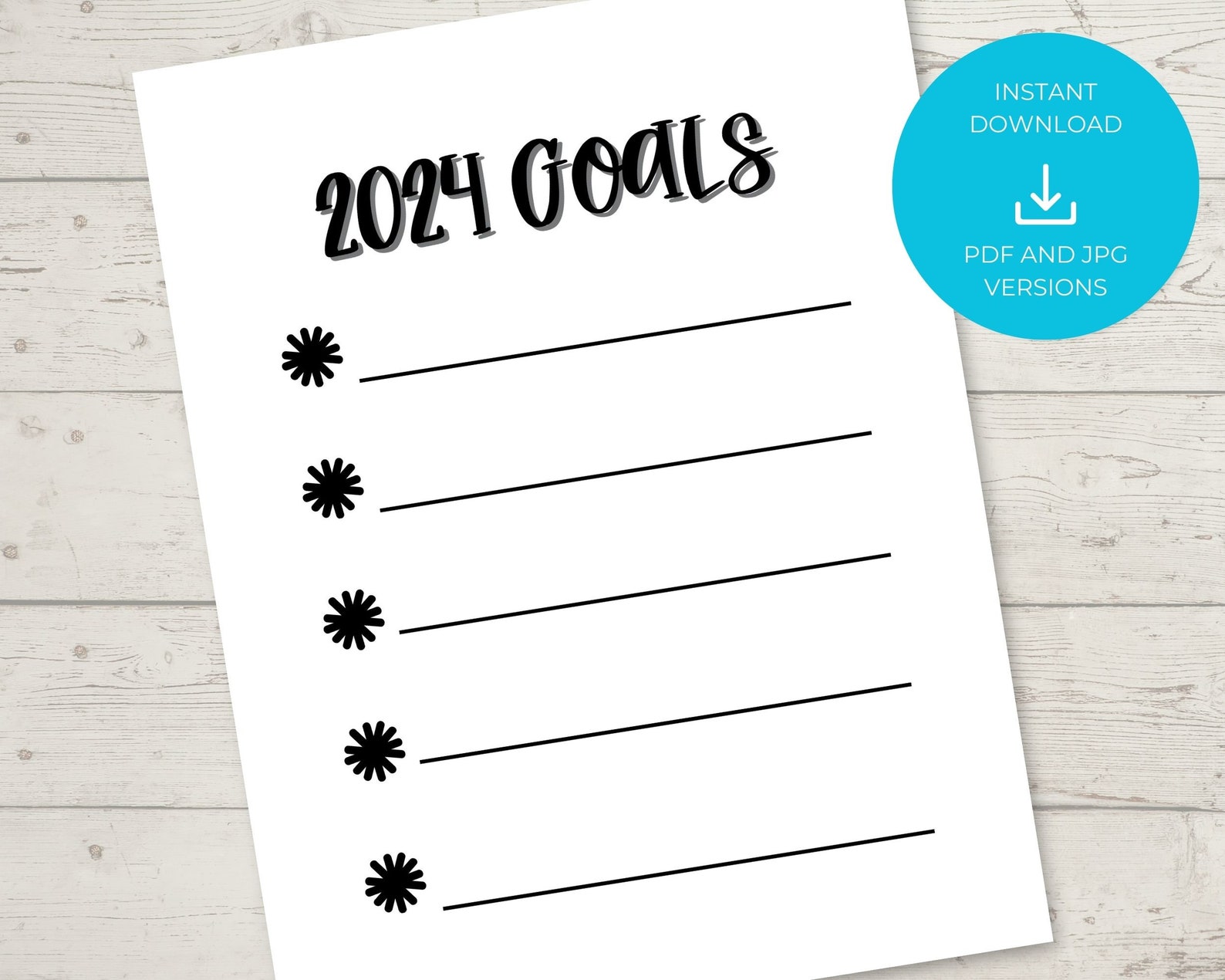 Instant Download, Printable New Year's Goal Sheet, New Year's Eve ...
