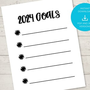 Instant Download, Printable New Year's Goal Sheet, New Year's Eve ...
