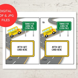 Printable Bus Driver Gift Card Holder, Back to School, Instant Download ...