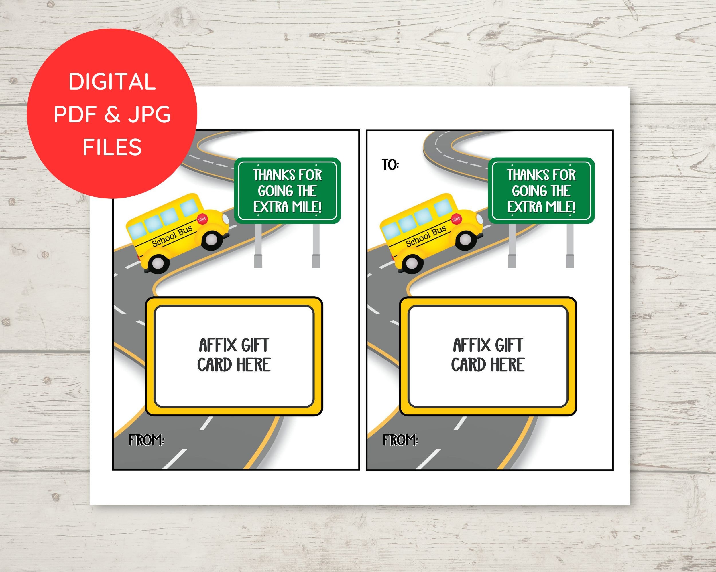 Printable Bus Driver Gift Card Holder, Back to School, Instant Download ...