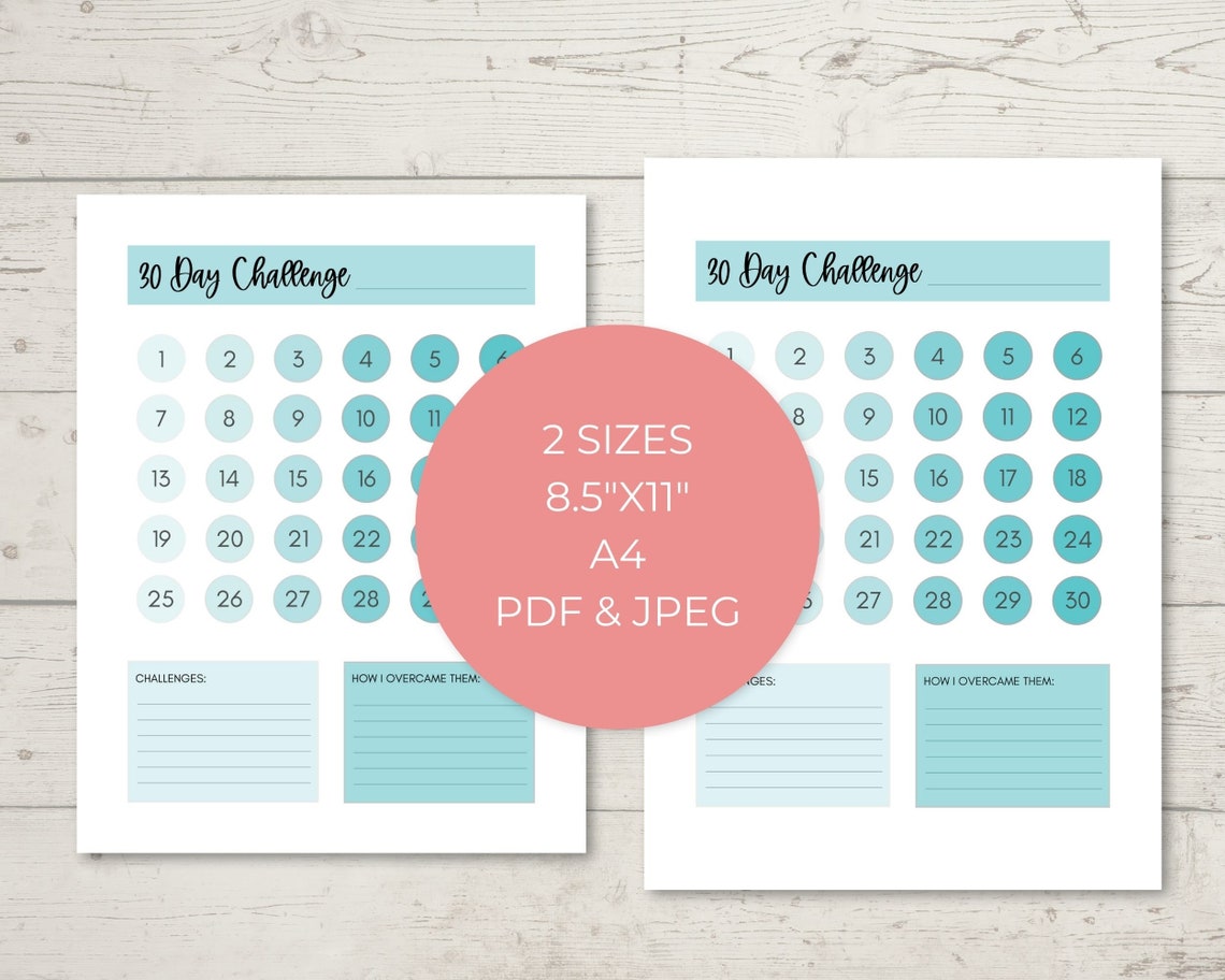Minimalist Instant Download Printable 30-day Challenge - Etsy