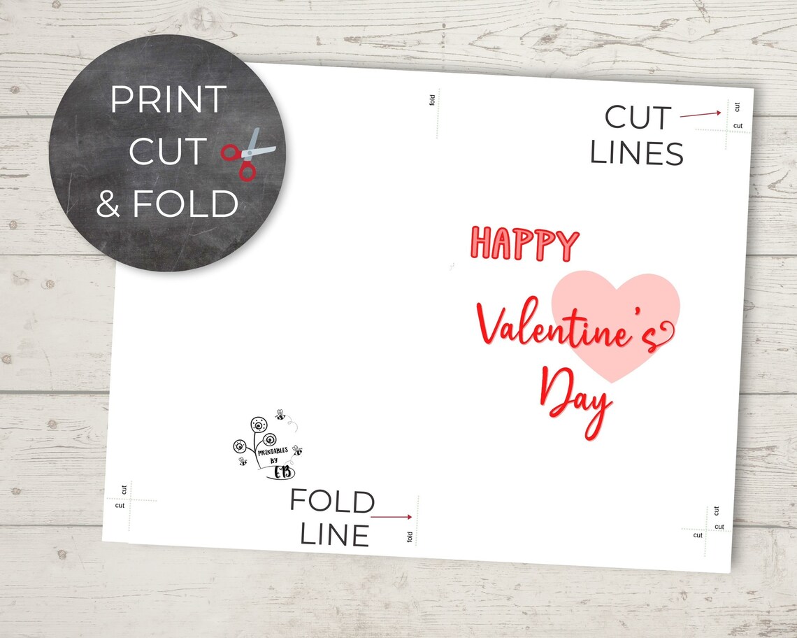 Instant Download Printable Valentine's Day Card 5x7 - Etsy