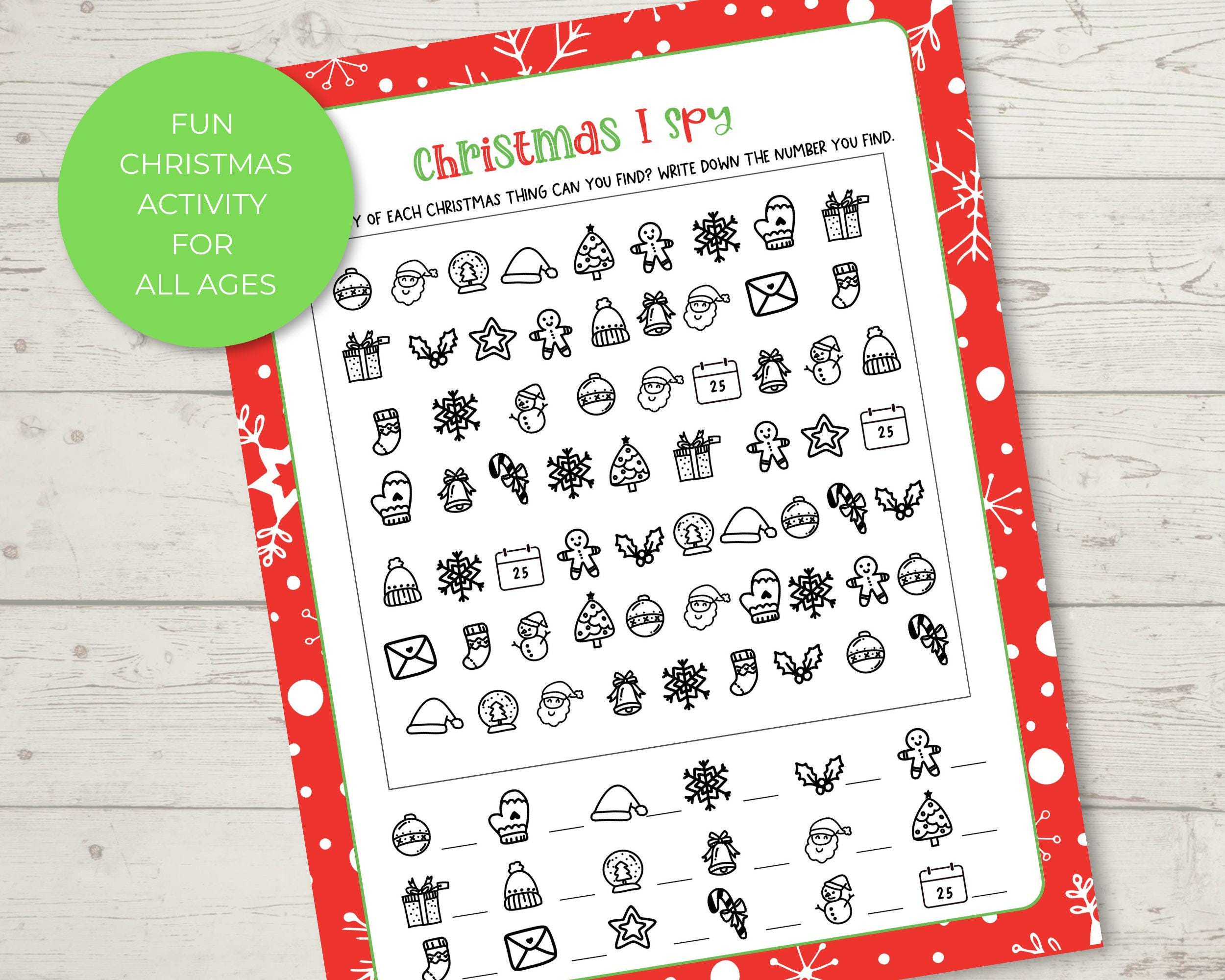 Instant Download, Printable Christmas I Spy, Kids Activity, Class Party ...