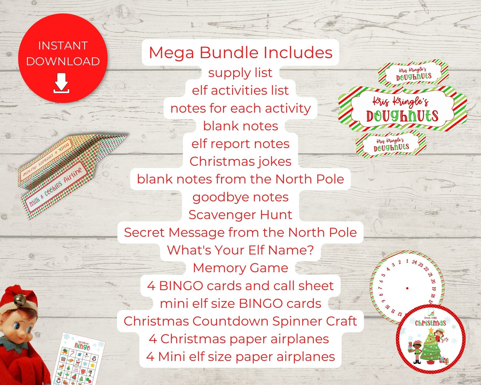 Instant Download, Printable Christmas Elf Activity Kit, Elf Cards ...