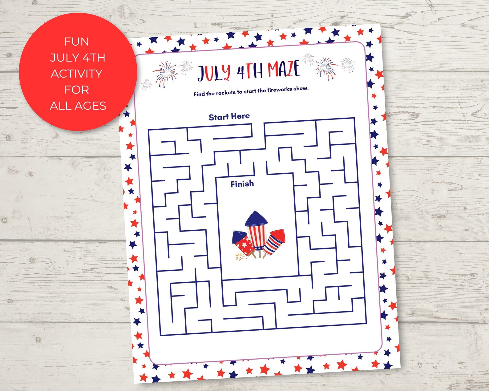 Instant Download, Printable July 4th Maze, Kids Activity, Independence ...