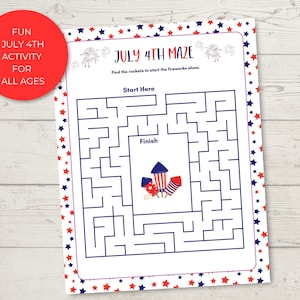 Instant Download, Printable July 4th Maze, Kids Activity, Independence ...