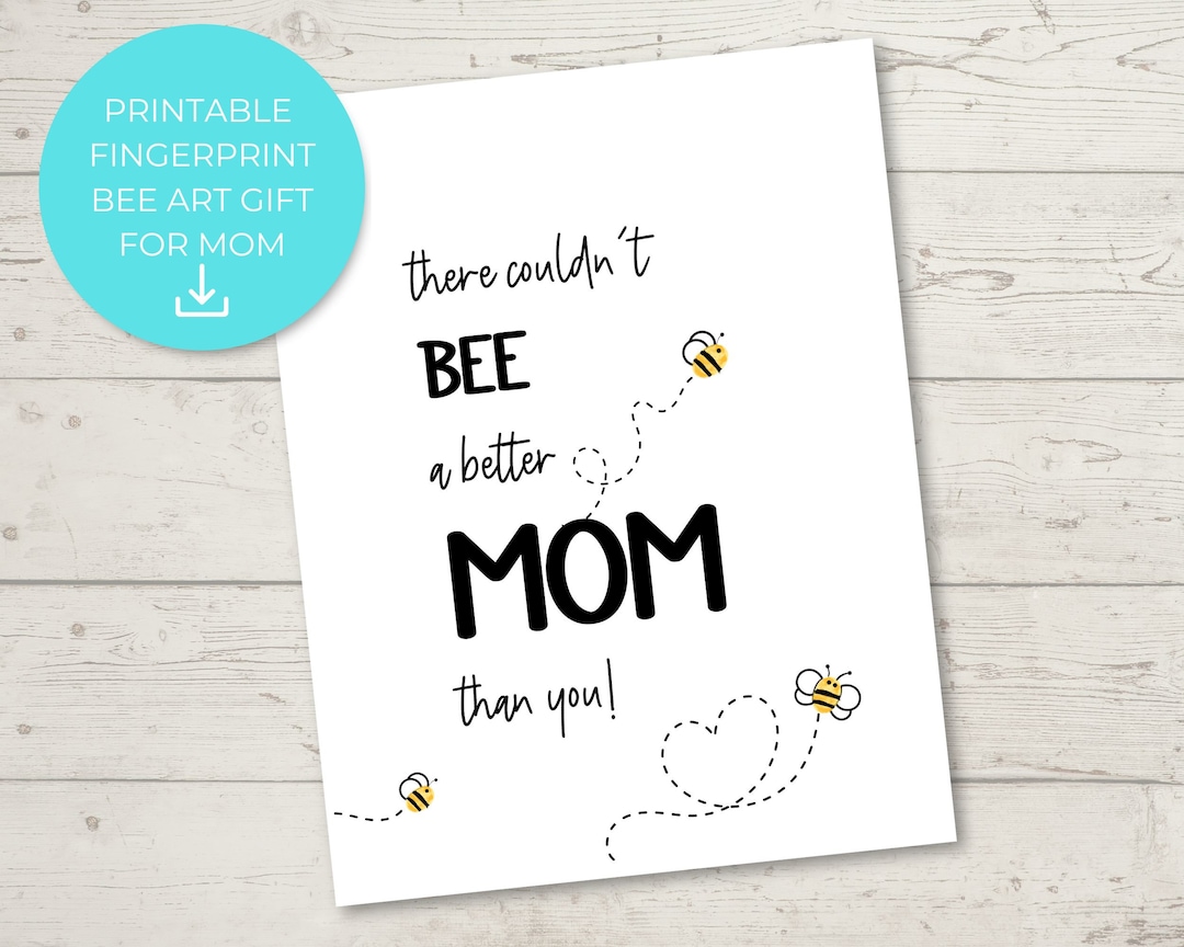 Instant Download, Printable Fingerprint Bee Art, Keepsake Gift for Mom ...