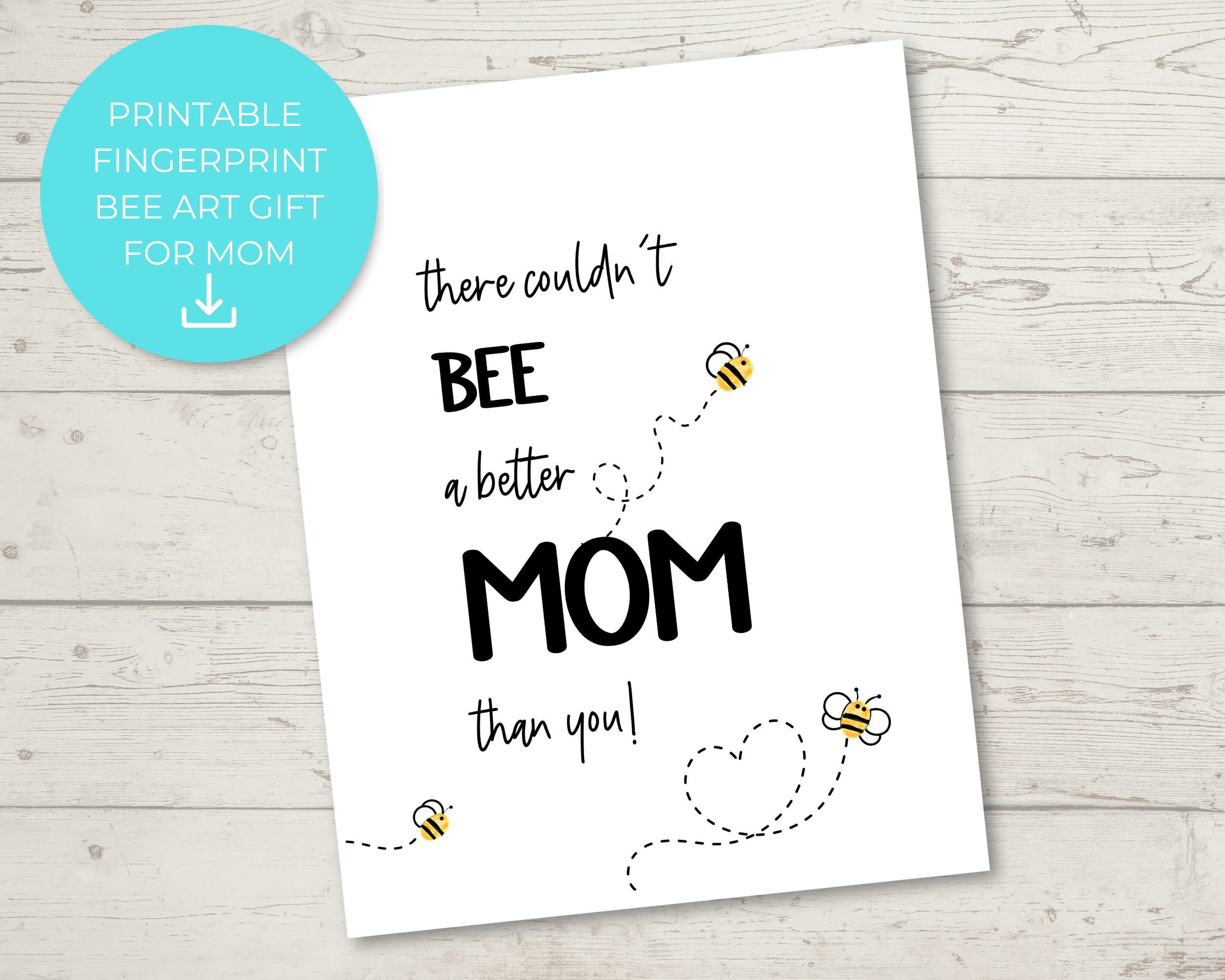 Instant Download, Printable Fingerprint Bee Art, Keepsake Gift for Mom ...