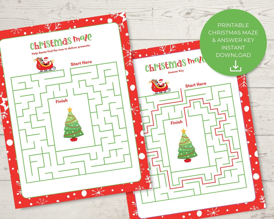 Instant Download, Printable Christmas Santa Maze, Kids Activity, Family ...