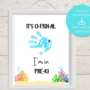 Instant Download, Printable Handprint Fish Art, Pre-k Keepsake, Pre-k ...