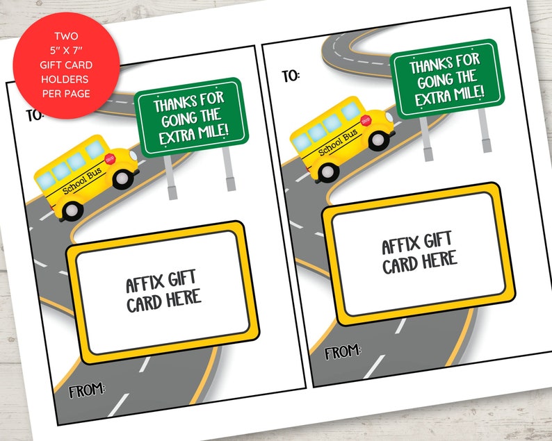Printable Bus Driver Gift Card Holder, Back to School, Instant Download ...