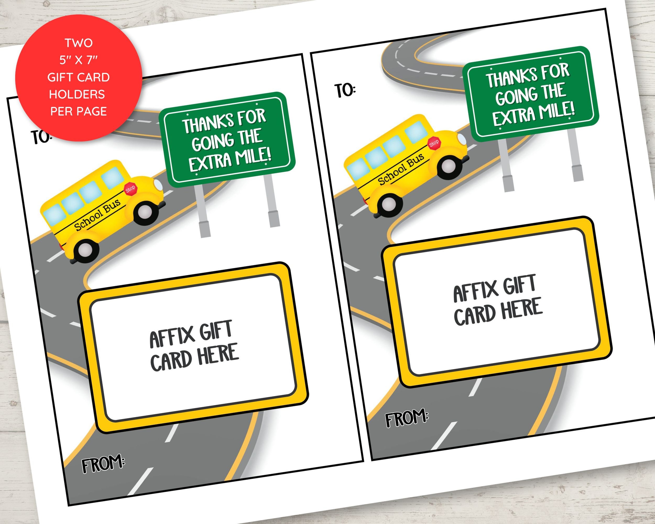 Printable Bus Driver Gift Card Holder, Back to School, Instant Download ...