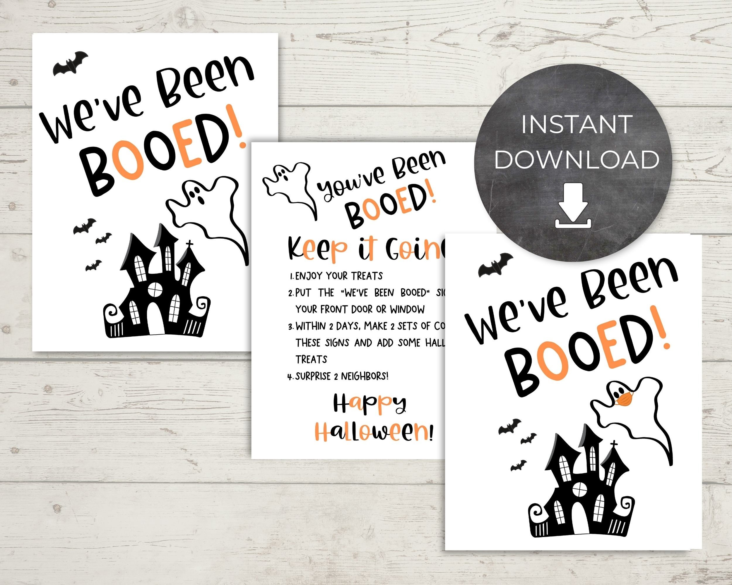 Instant Download, Printable Halloween We've Been Booed, You've Been ...