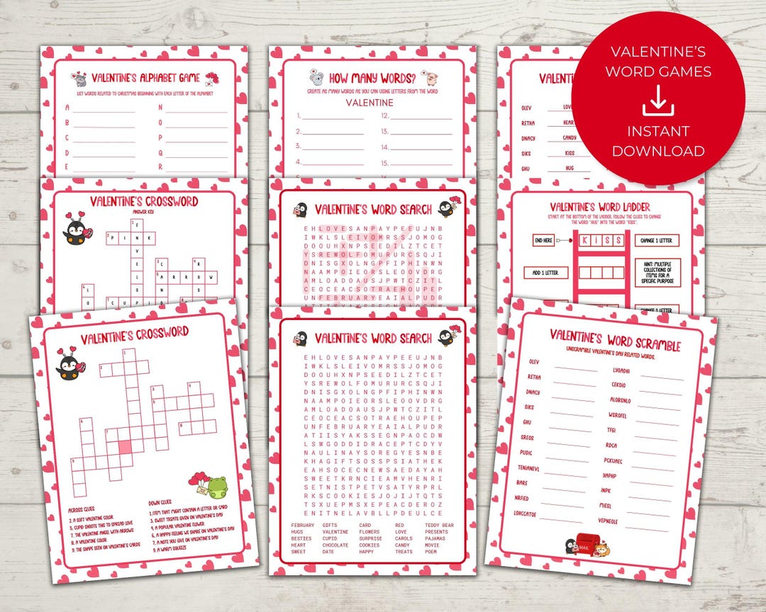 Valentine’s Day Printable Games, Kids Classroom Games, Word Search ...