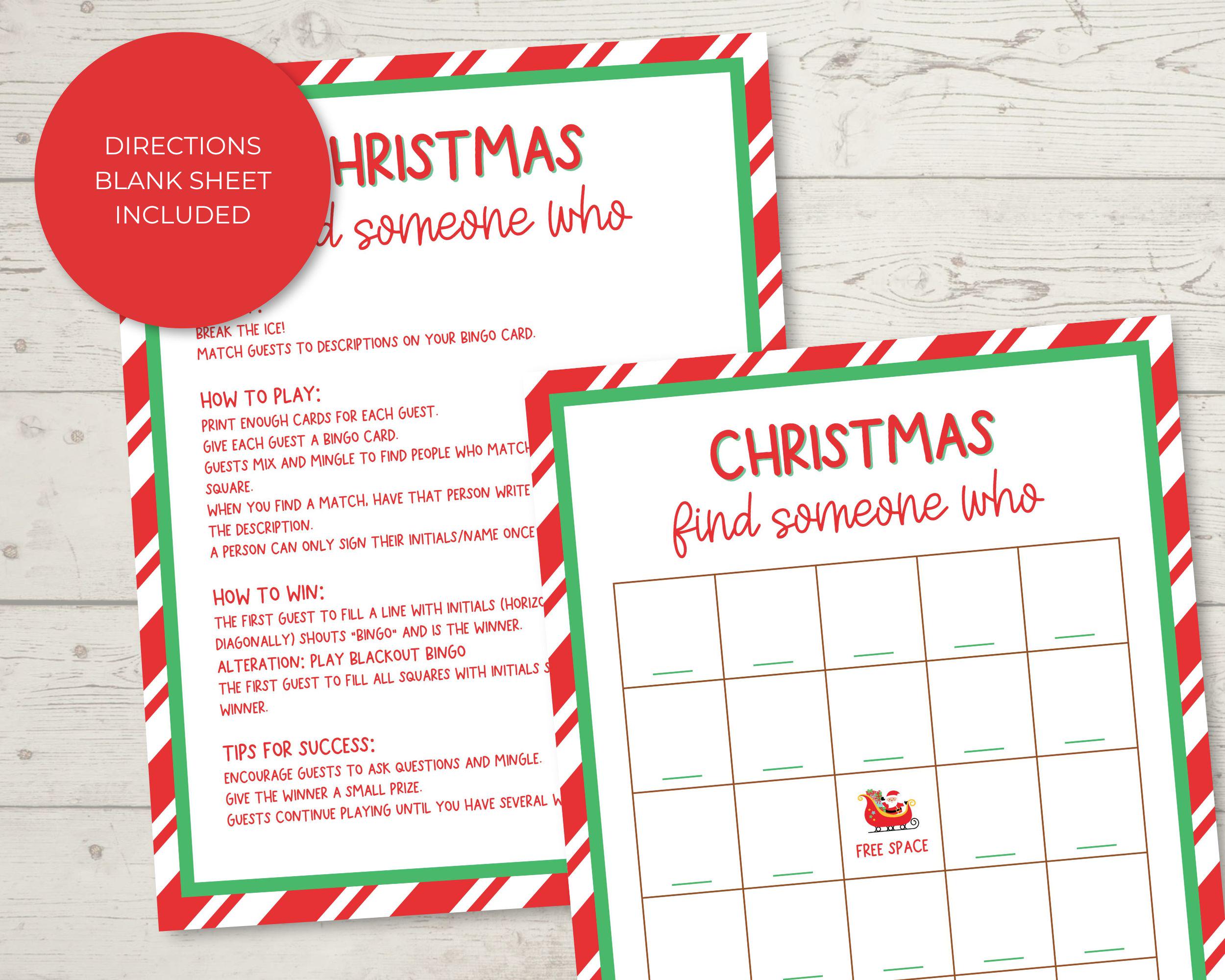 Instant Download, Printable Christmas Find Someone Who Game, Find the ...