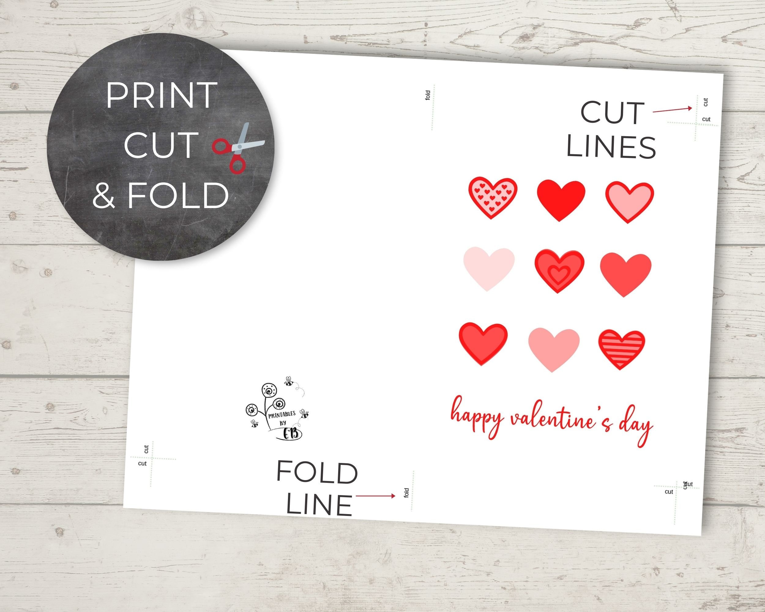 Instant Download, Printable Heart Happy Valentine's Day Card for Anyone ...
