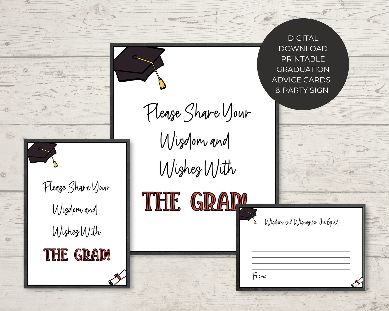 Instant Download, Printable Graduation Advice Cards, Party Activity ...