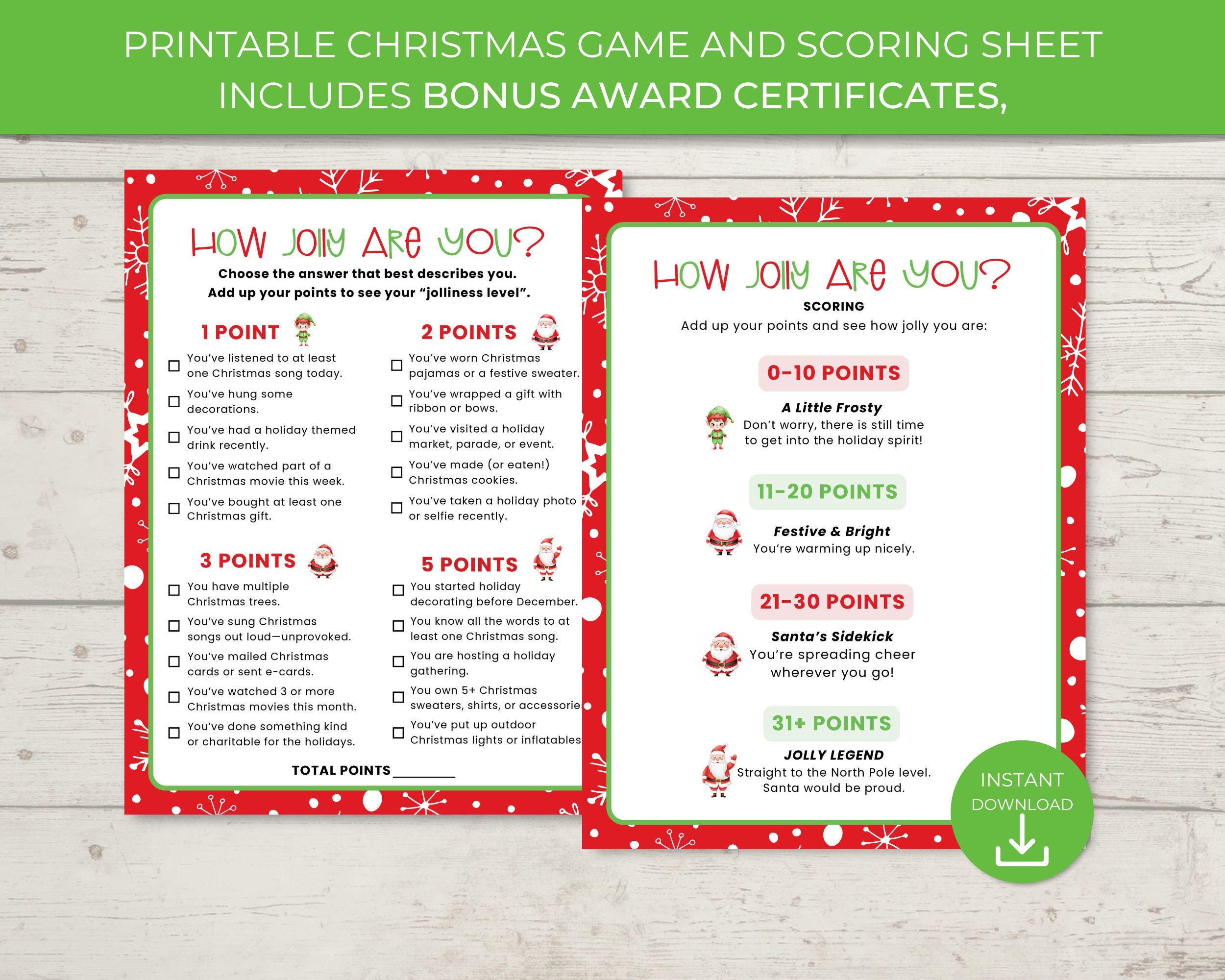 Printable Christmas “how Jolly Are You?” Game, Holiday Group Activity ...