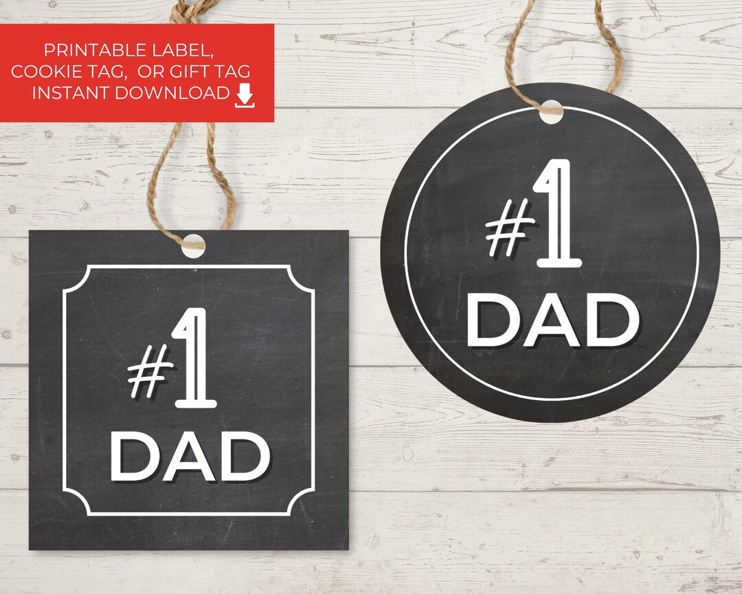 Instant Download, Printable 2" & 2.5" #1 Dad Label, Father's Day Gift ...