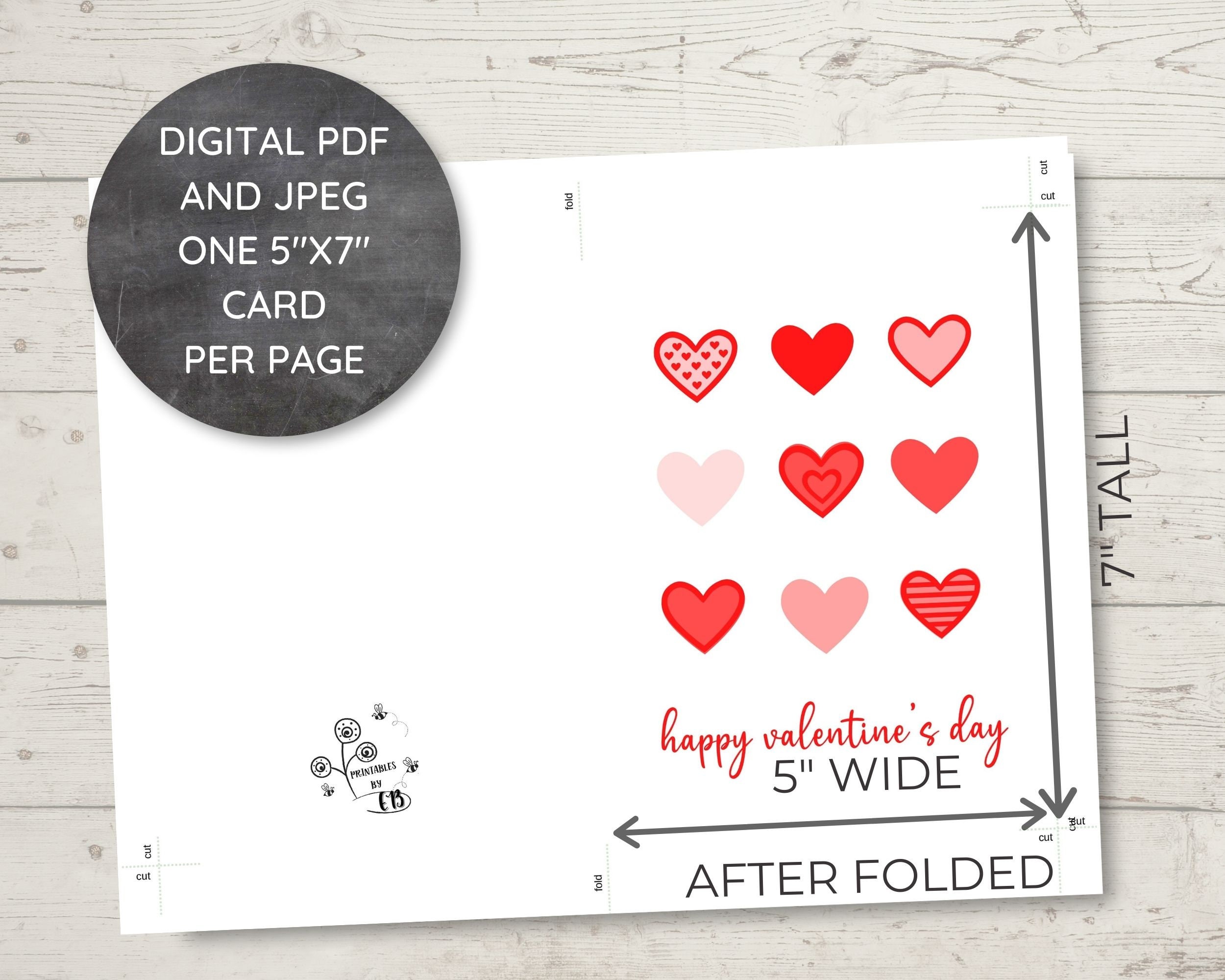 Instant Download, Printable Heart Happy Valentine's Day Card for Anyone ...