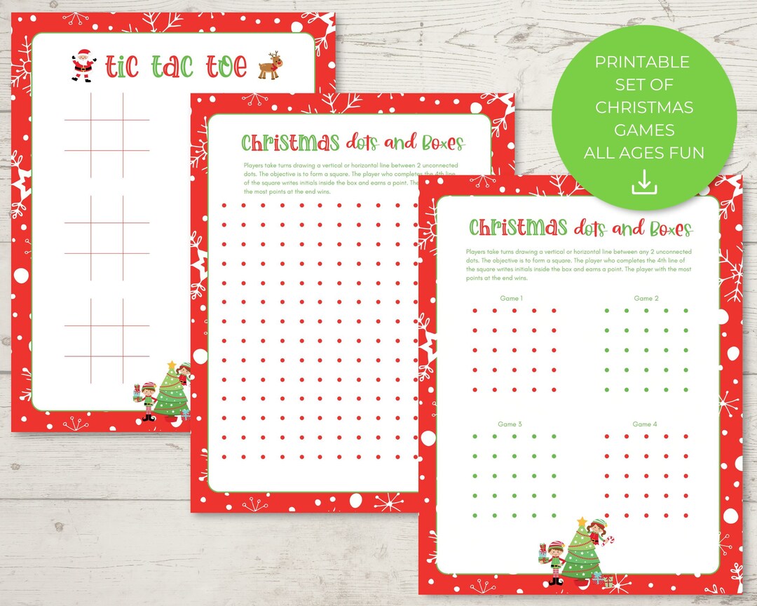 Instant Download, Printable Christmas Kids Activity, Tic Tac Toe, Dots ...