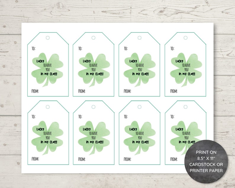 Instant Download, Printable Lucky to Have You in My Class Gift Tag, St ...